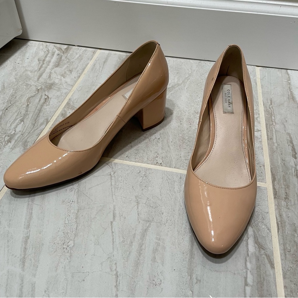 Cole Haan Beige Block Heel Pumps - Gem